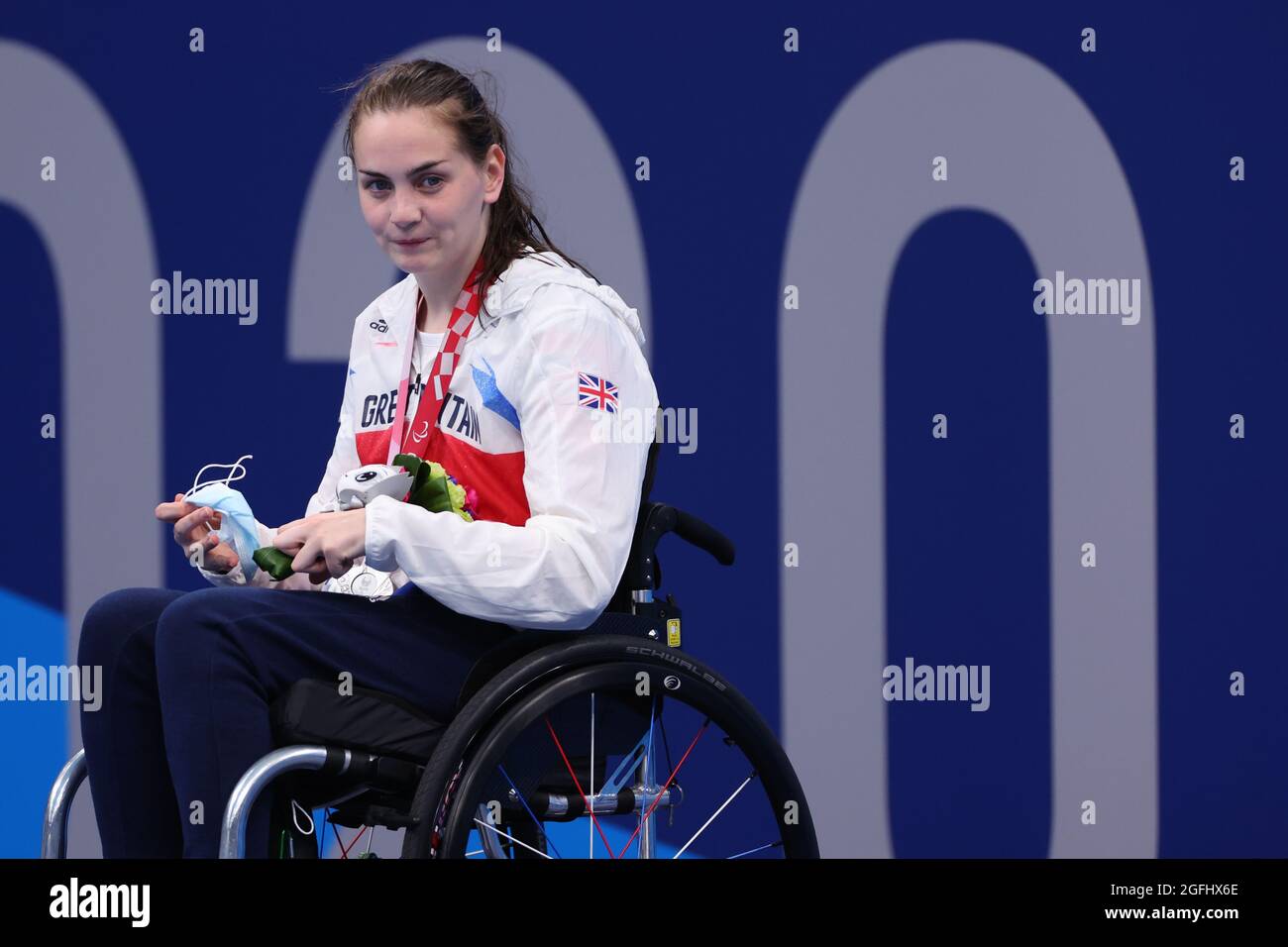 Silver medalist Tully KEARNEY (GBR) celebrates on the podium for the ...