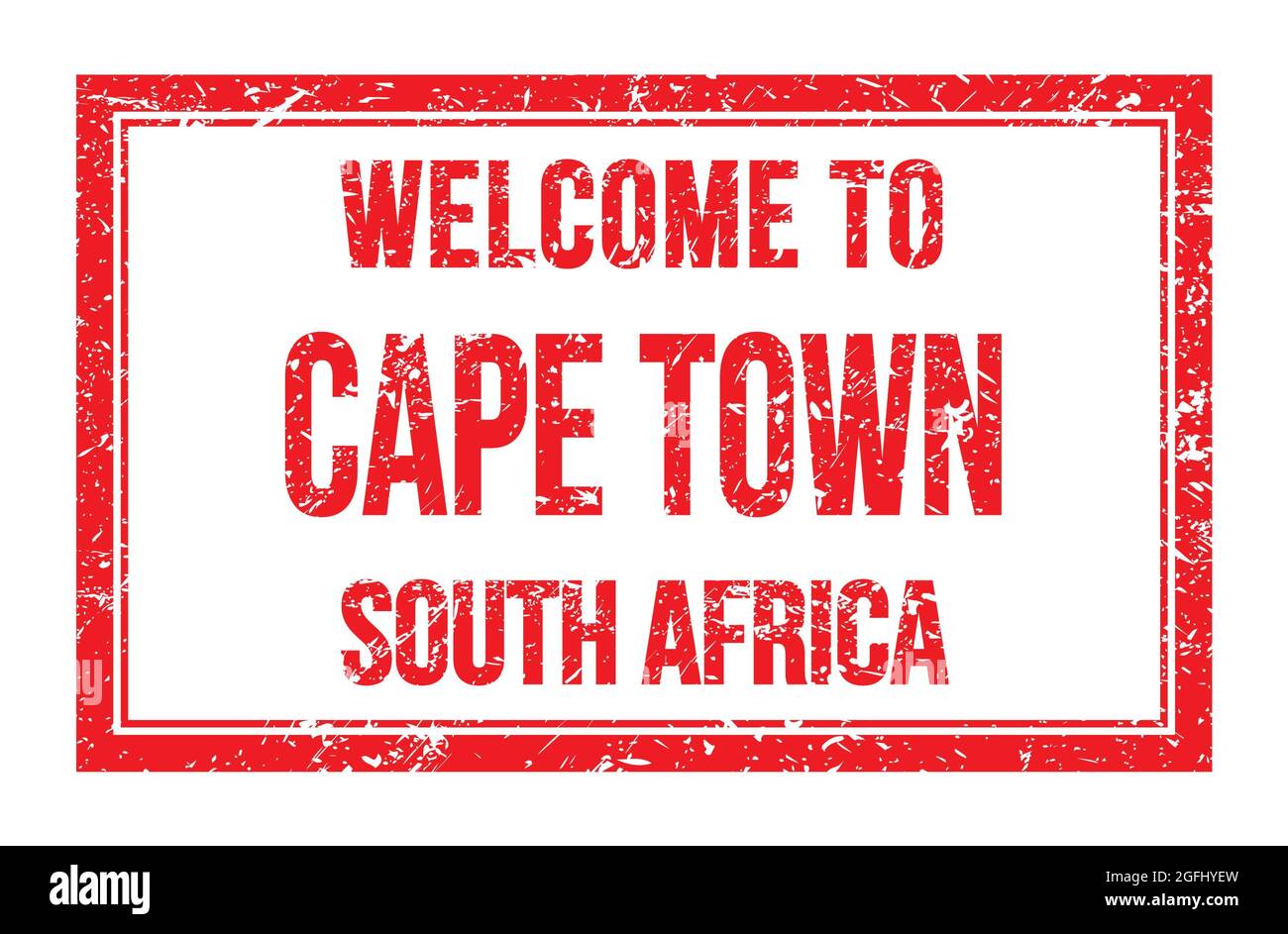 WELCOME TO CAPE TOWN - SOUTH AFRICA, words written on red rectangle ...