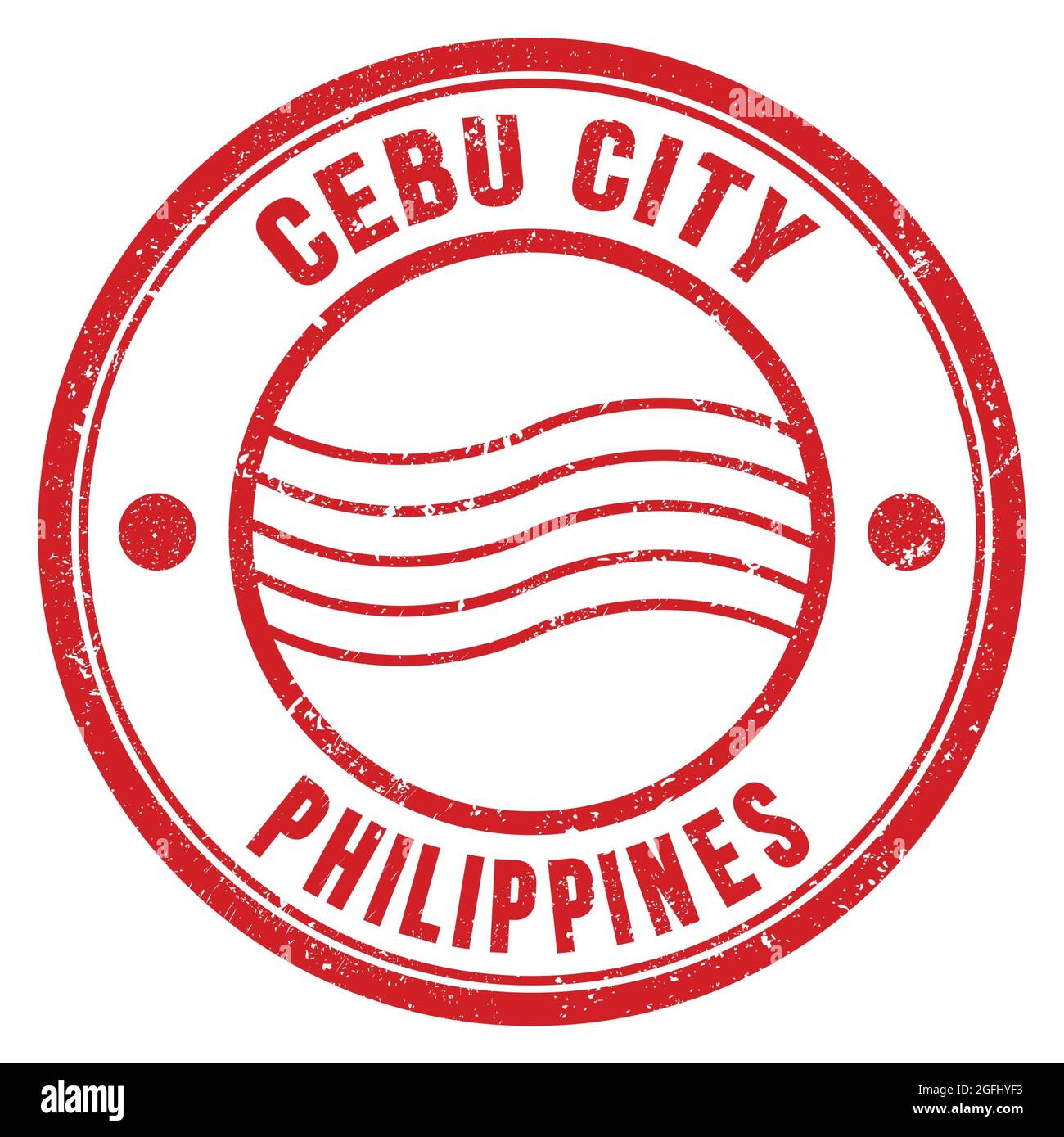 CEBU CITY - PHILIPPINES, words written on red round postal stamp Stock ...