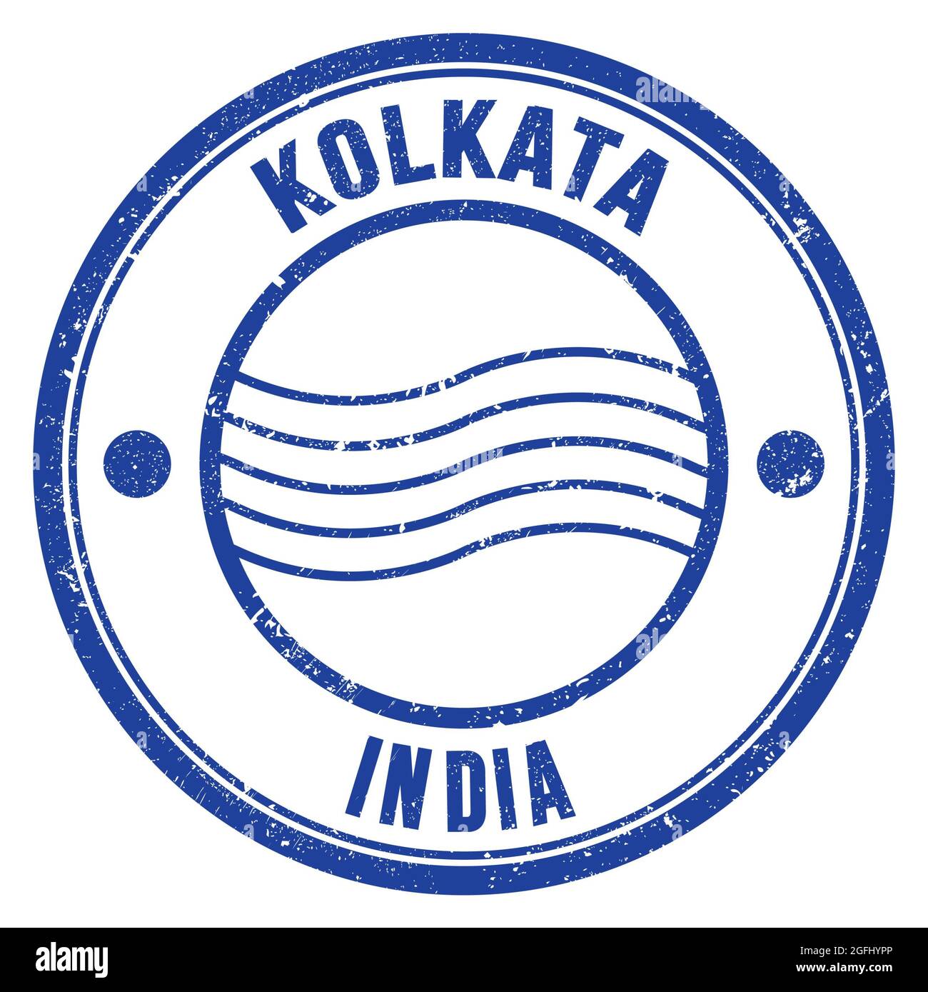 KOLKATA - INDIA, words written on blue round postal stamp Stock Photo ...