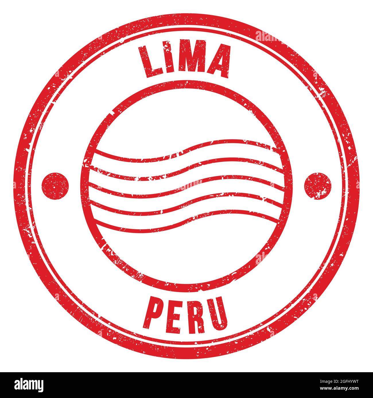 LIMA - PERU, words written on red round postal stamp Stock Photo - Alamy