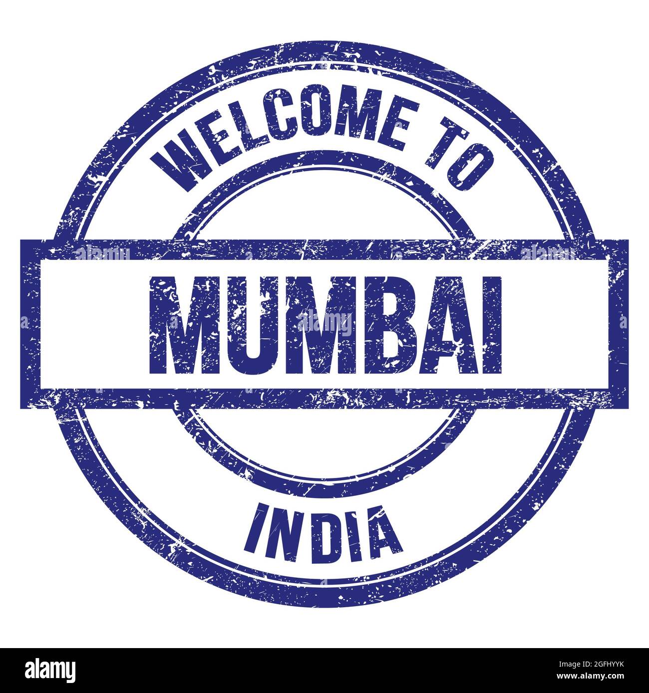 WELCOME TO MUMBAI - INDIA, words written on blue round simple stamp ...