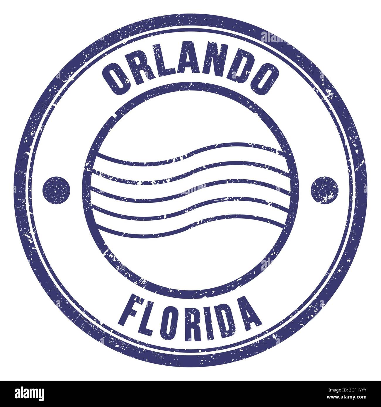 ORLANDO - FLORIDA, words written on blue round postal stamp Stock Photo ...