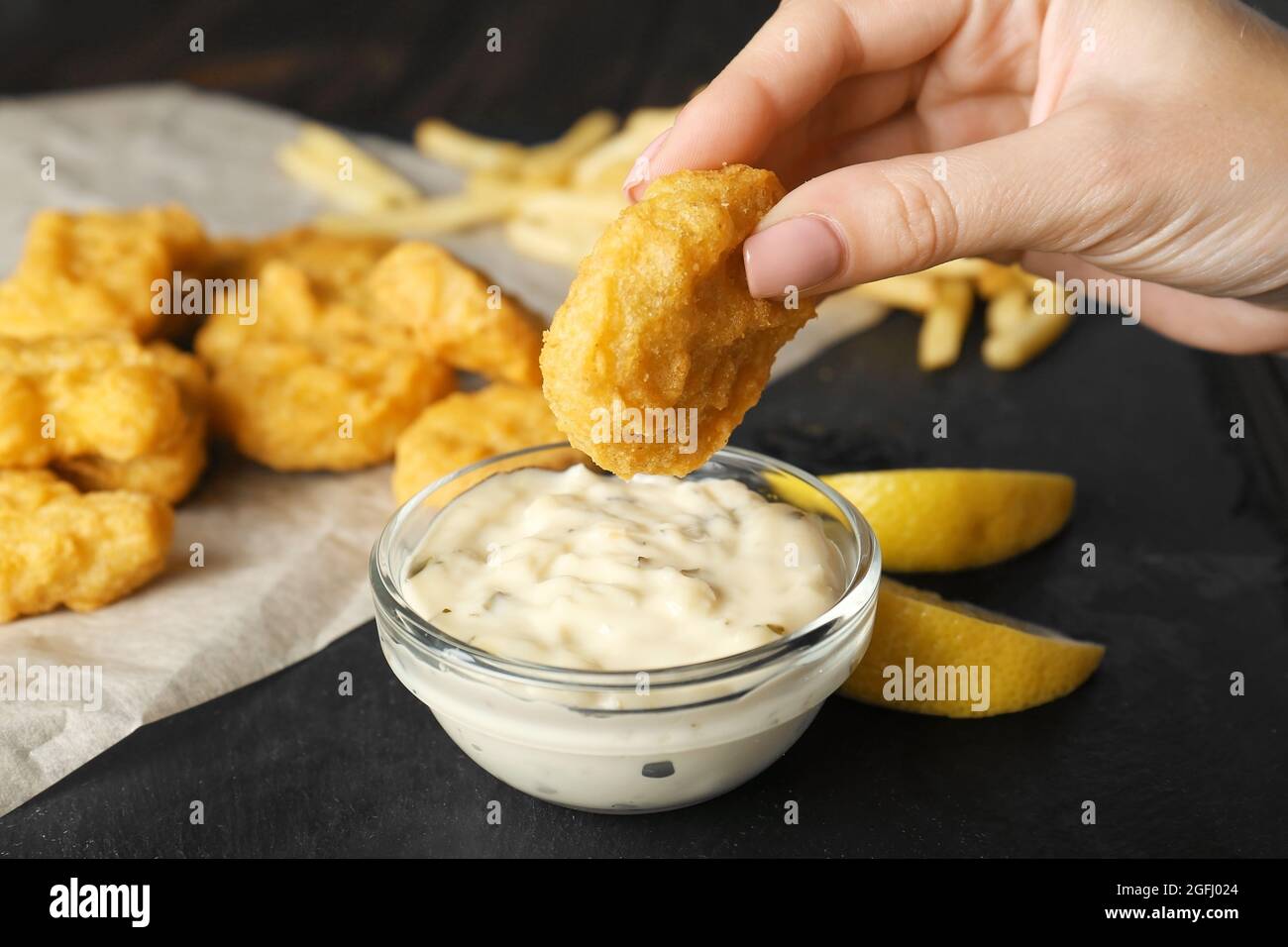 Chicken nugget dipping hi-res stock photography and images - Alamy