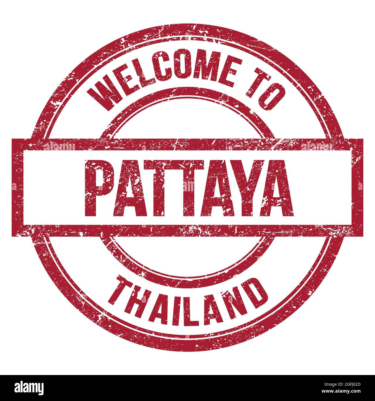 WELCOME TO PATTAYA - THAILAND, words written on red round simple stamp ...