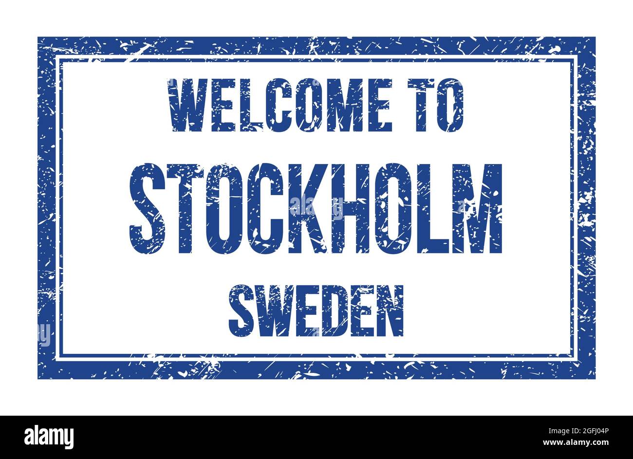 WELCOME TO STOCKHOLM - SWEDEN, words written on blue rectangle post ...