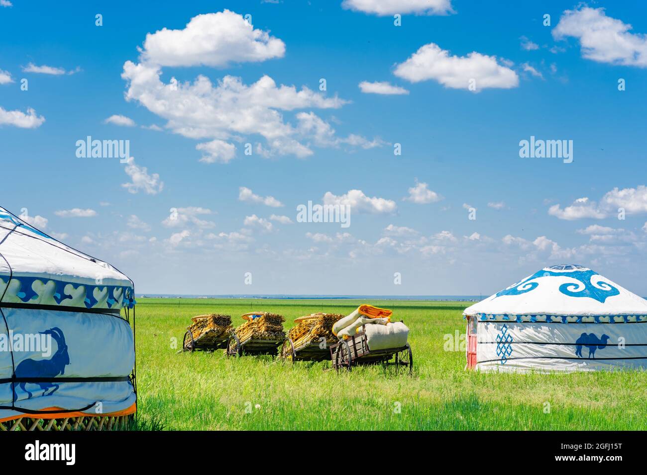 A Mongolian farm in the Hulunbuir grassland, Inner Mongolia, China ...