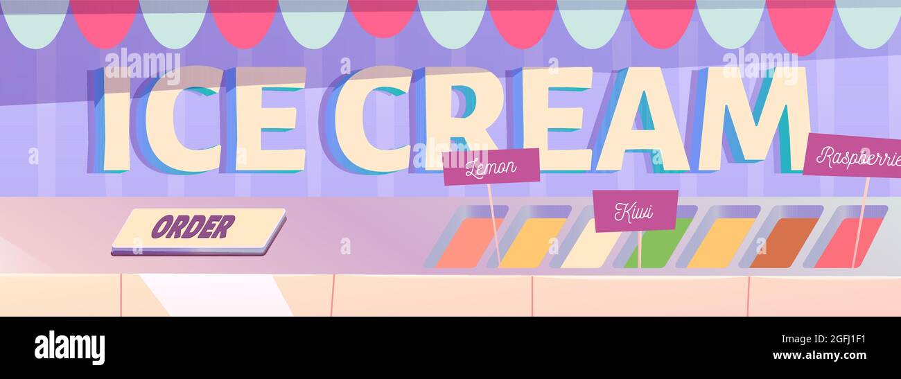 Ice cream cartoon banner, icecream assortment ad Stock Vector Image ...