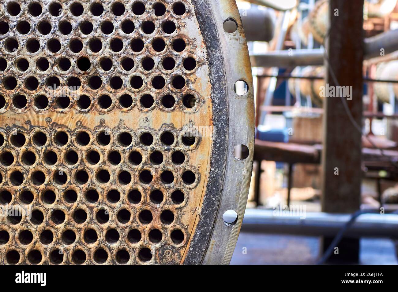 Pipe tube sheet or plate of heat exchanger or boiler part with flange ...