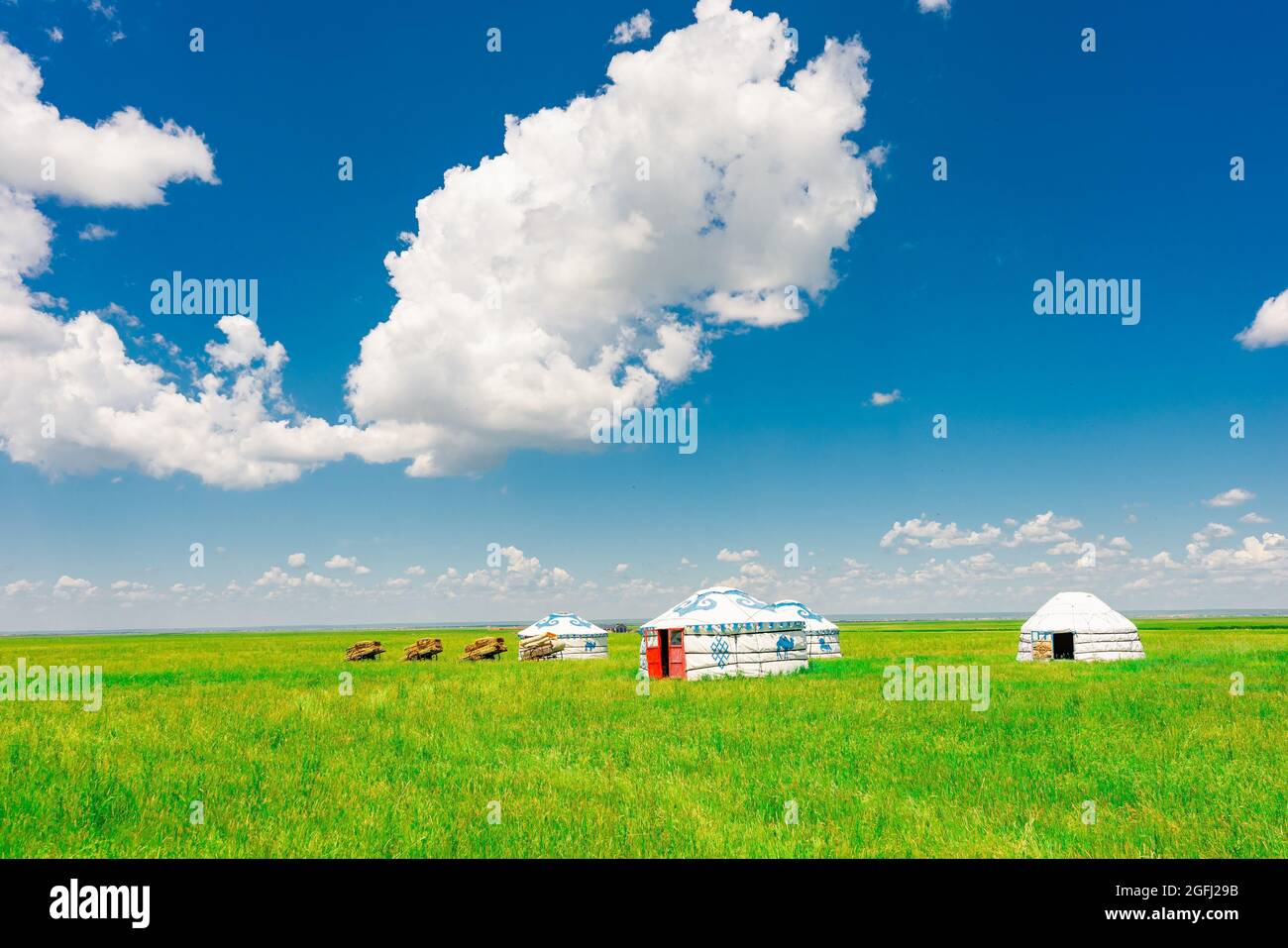 A Mongolian farm in the Hulunbuir grassland, Inner Mongolia, China ...