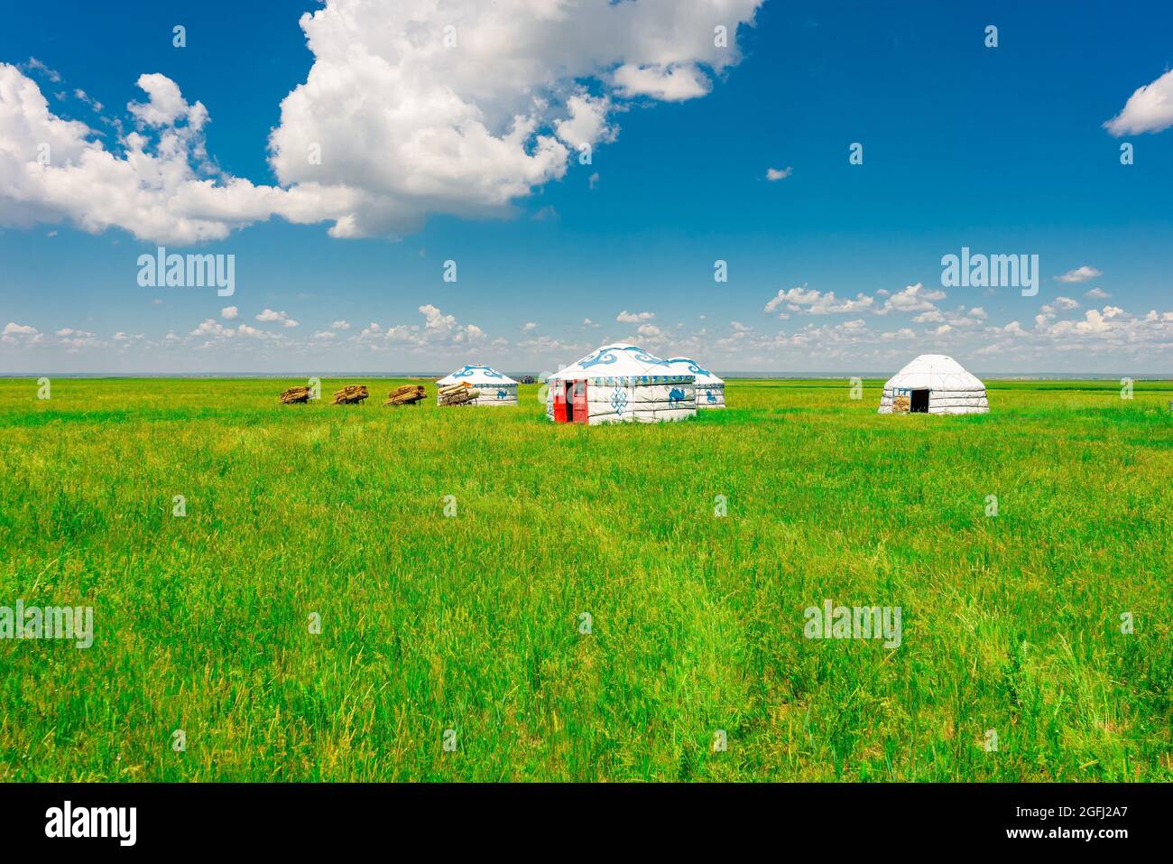A Mongolian farm in the Hulunbuir grassland, Inner Mongolia, China ...