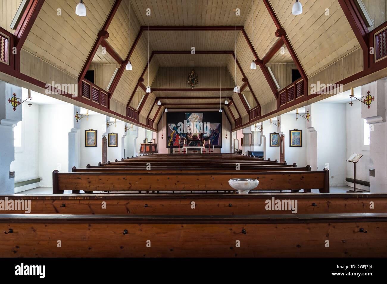 Interior of former Garrison Church Of St Barbara in Munich, Germany. It ...