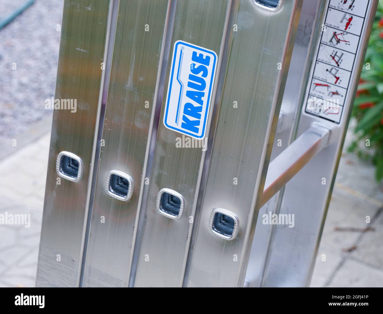 Tambov, Russian Federation - August 10, 2021 Close-up of new aluminium ...