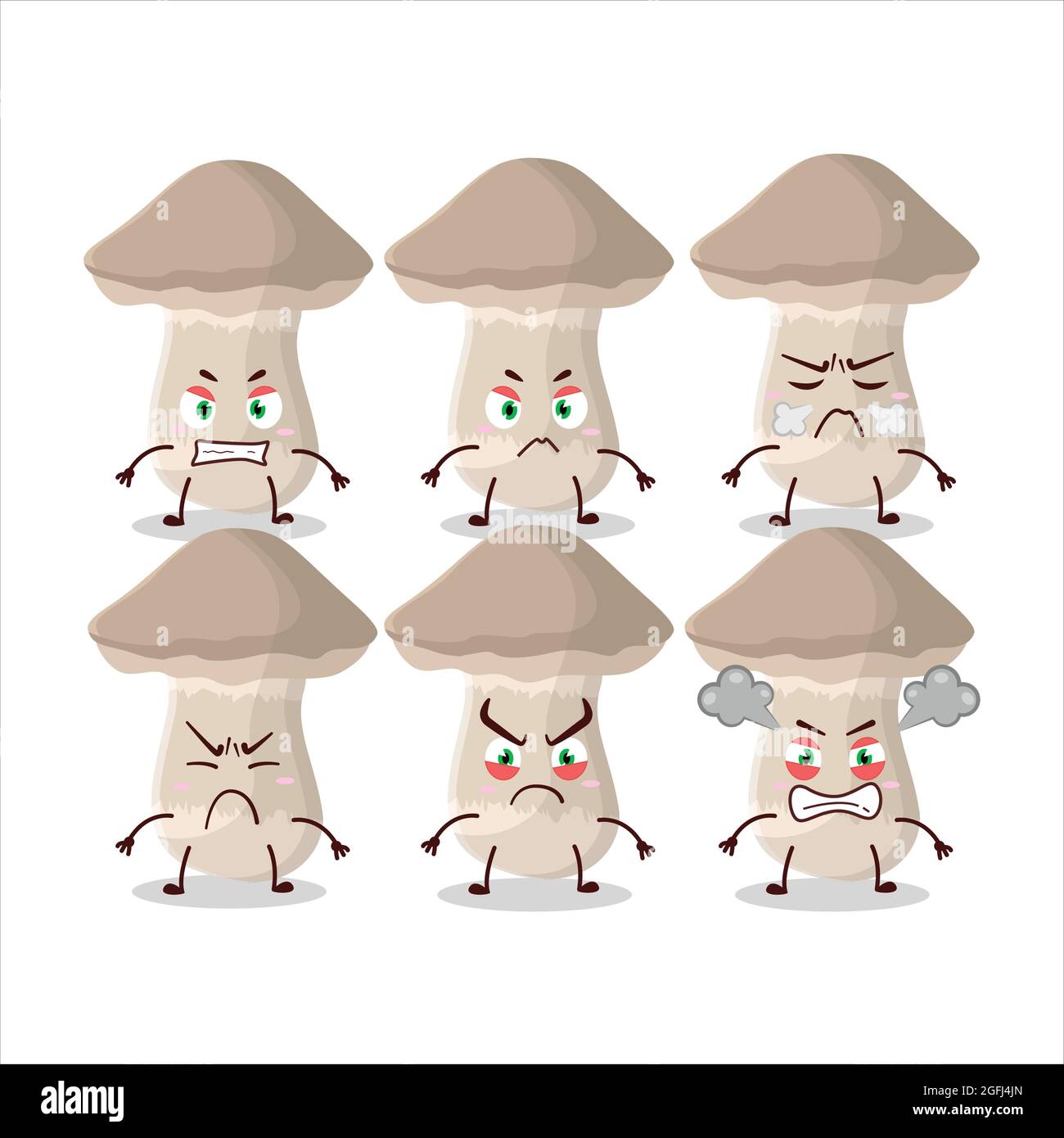 Toadstool cartoon character with various angry expressions. Vector ...