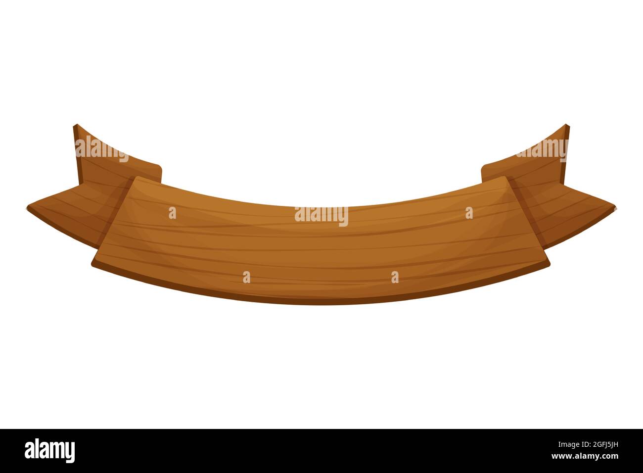 Wooden rustic banner, ribbon in cartoon style isolated on white ...