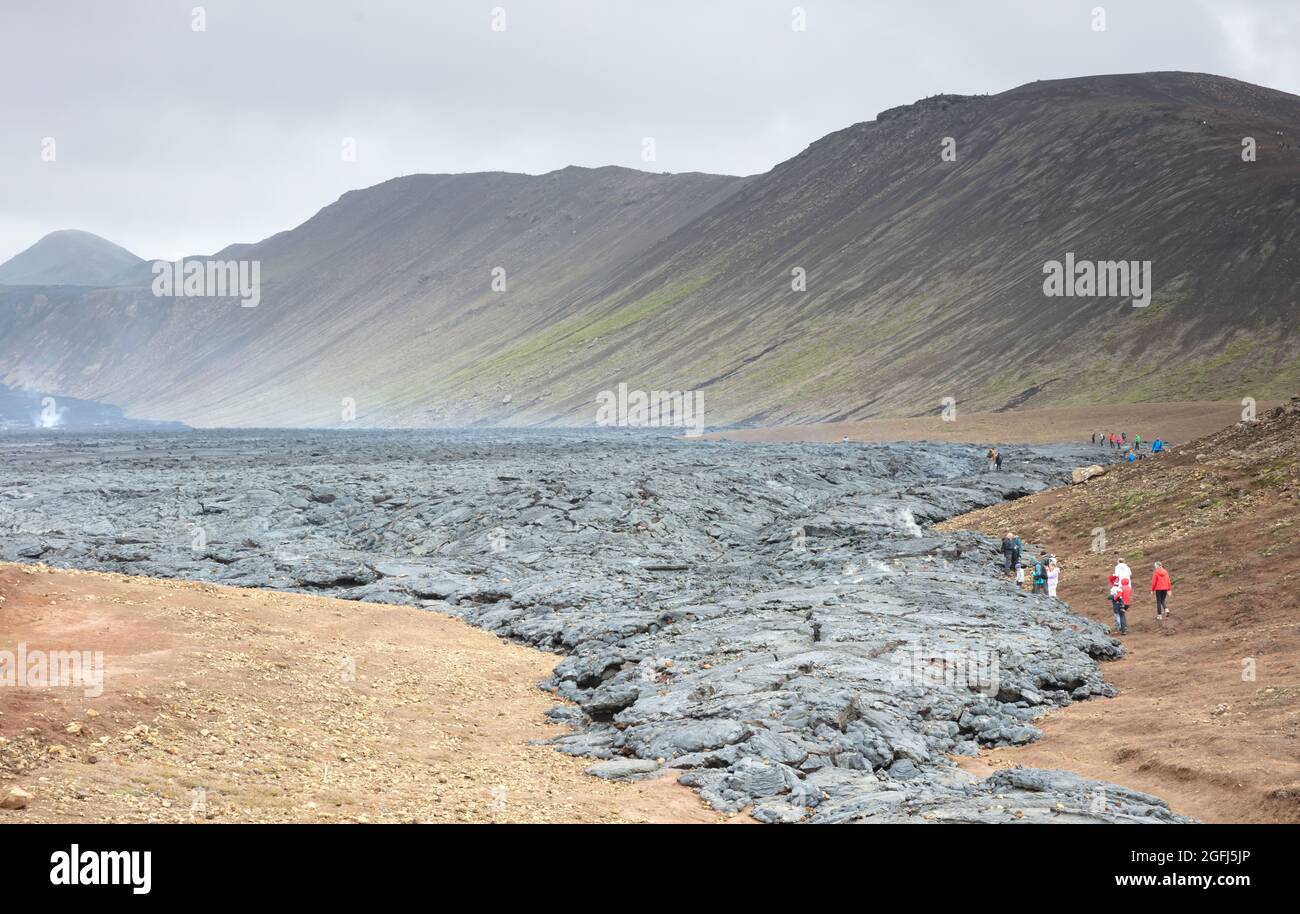 Grindavik, Iceland - July 26, 2021: A unique natural attraction. People ...