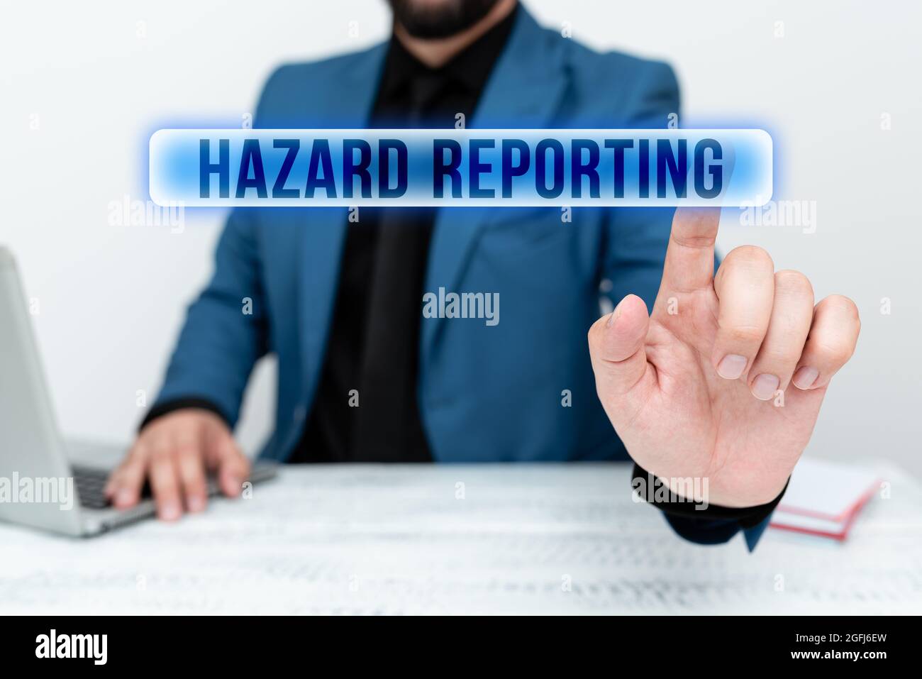 Conceptual caption Hazard Reporting. Word Written on account or ...