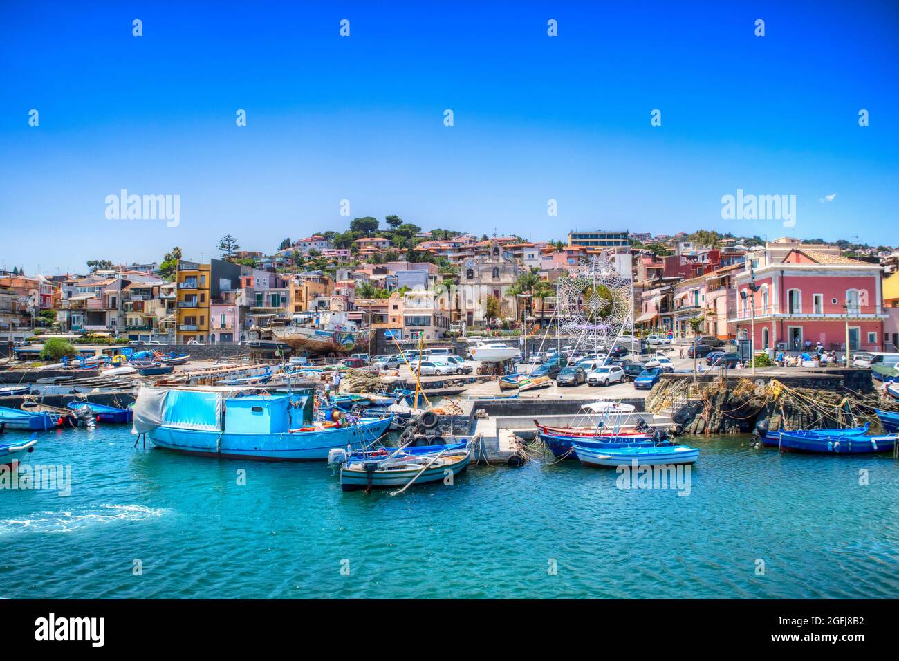 Summer view of the Port of Aci Trezza in Sicily Italy Stock Photo - Alamy