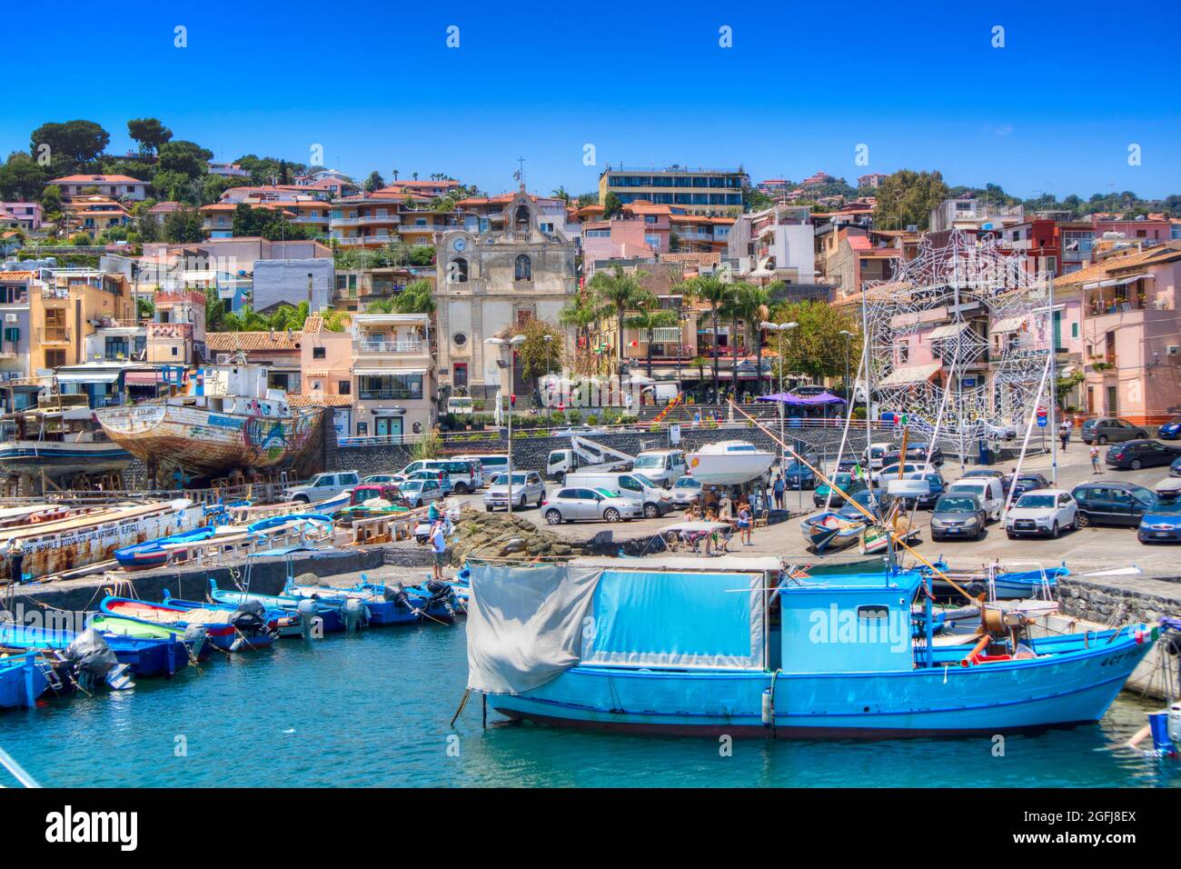 Summer view of the Port of Aci Trezza in Sicily Italy Stock Photo - Alamy