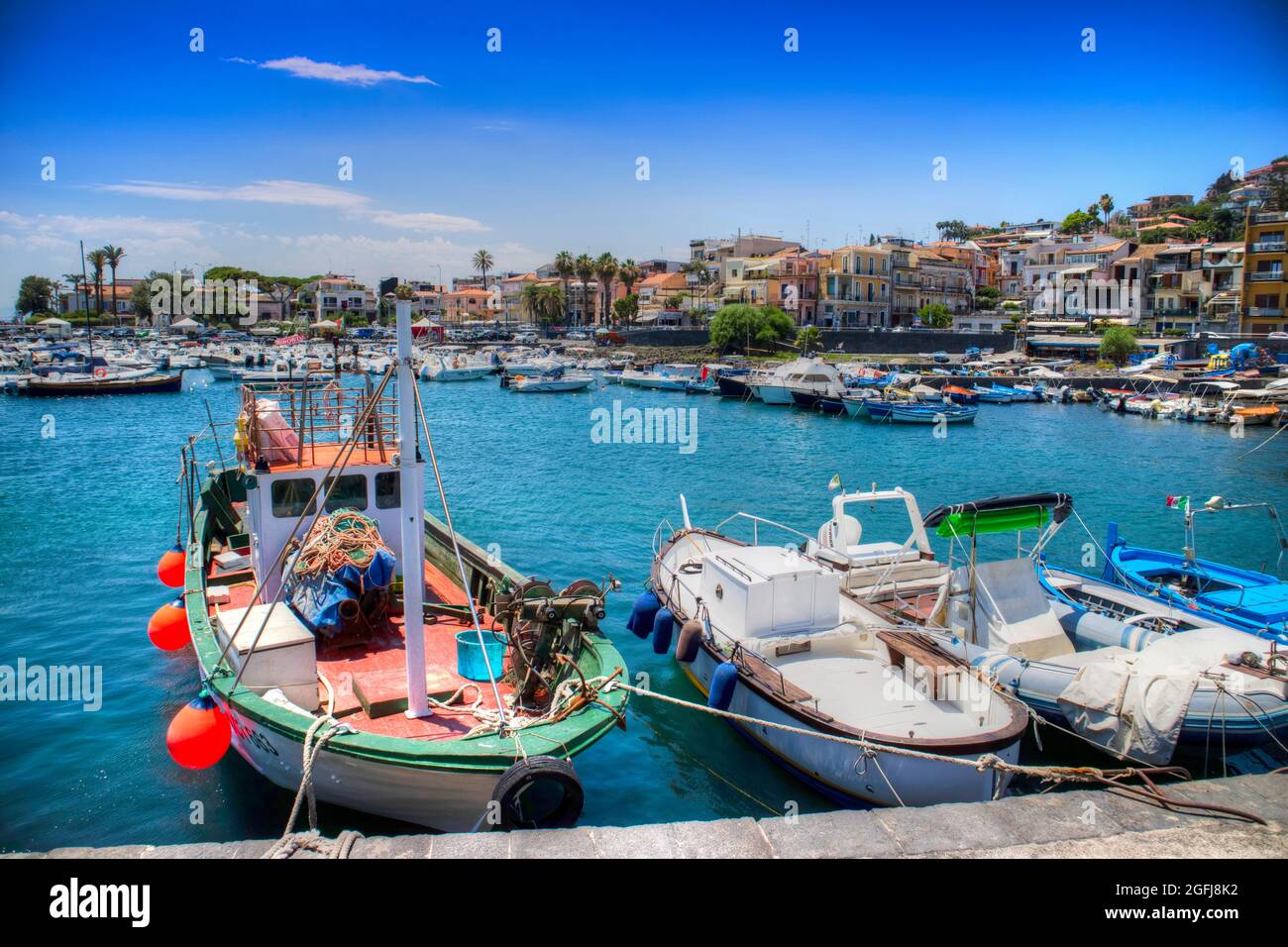 Summer view of the Port of Aci Trezza in Sicily Italy Stock Photo - Alamy