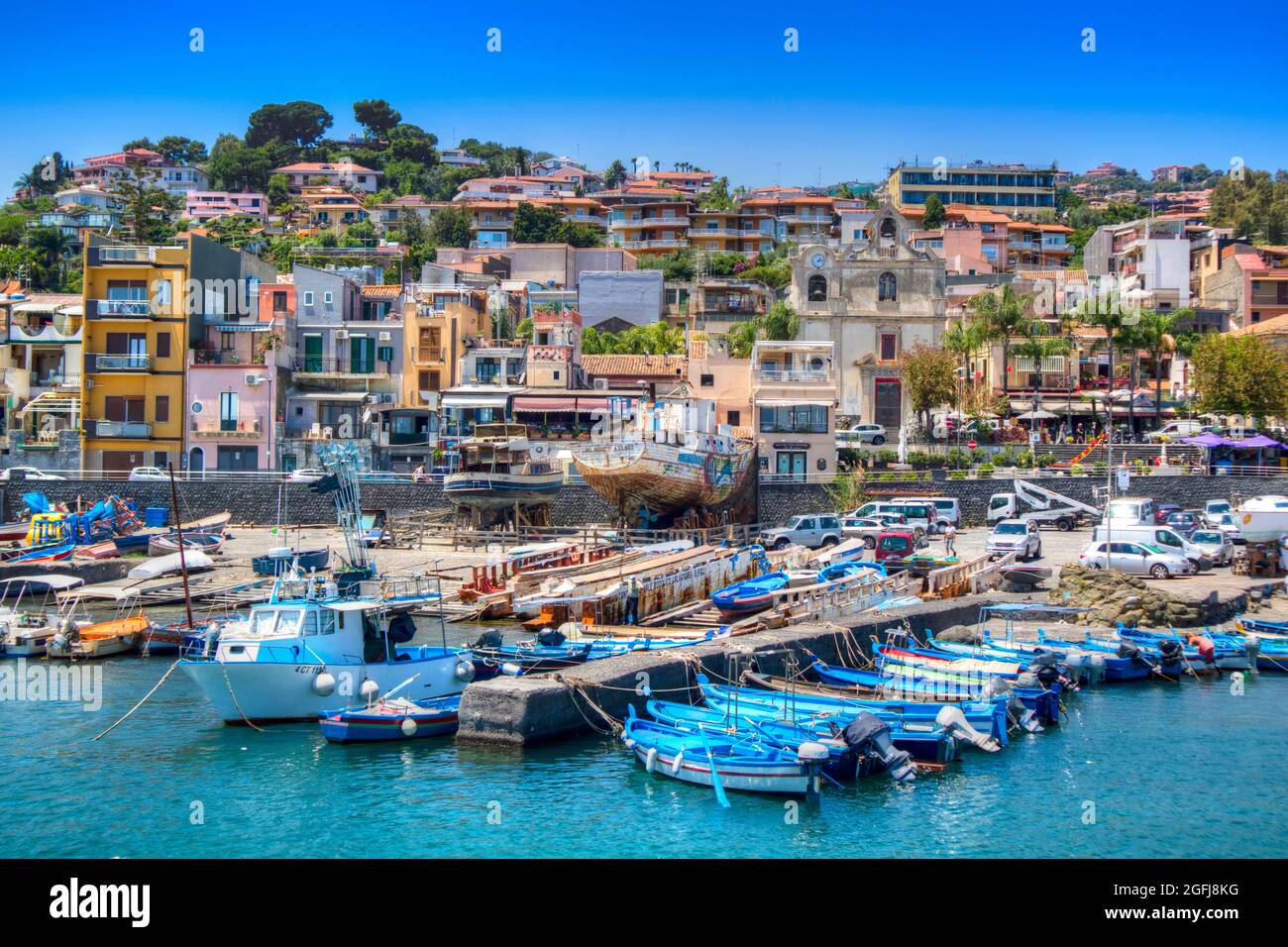 Summer view of the Port of Aci Trezza in Sicily Italy Stock Photo - Alamy