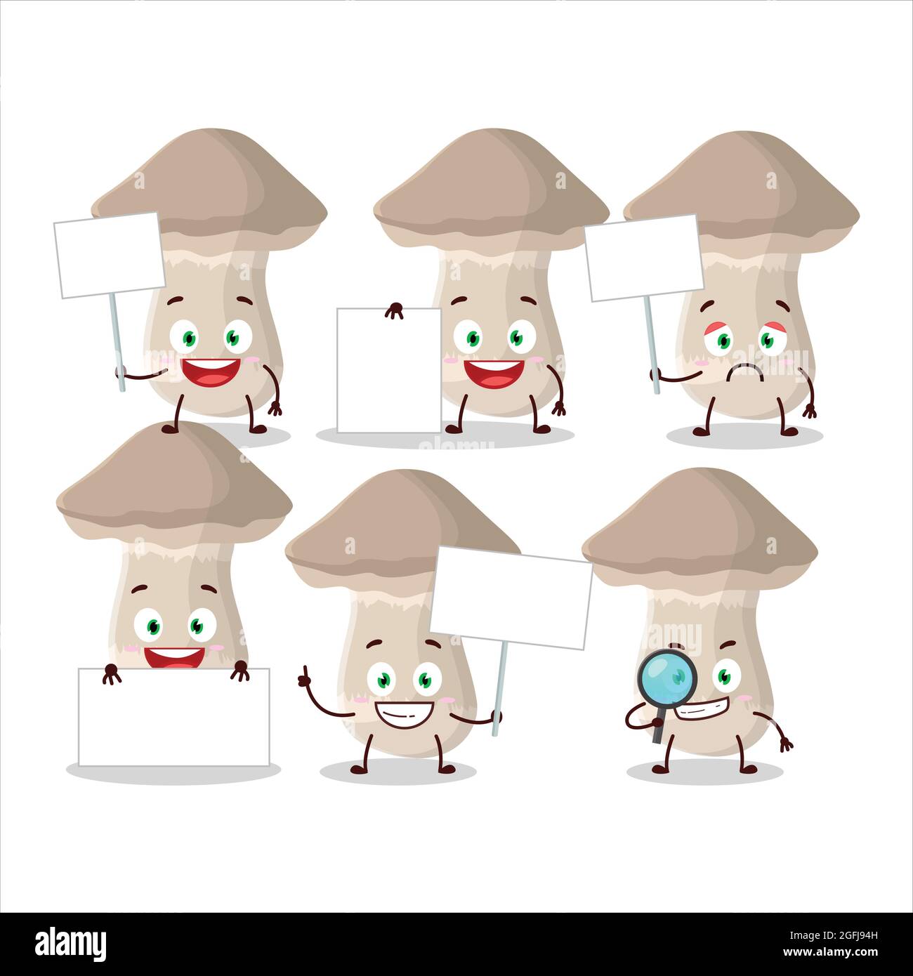 Toadstool cartoon in character bring information board. Vector ...