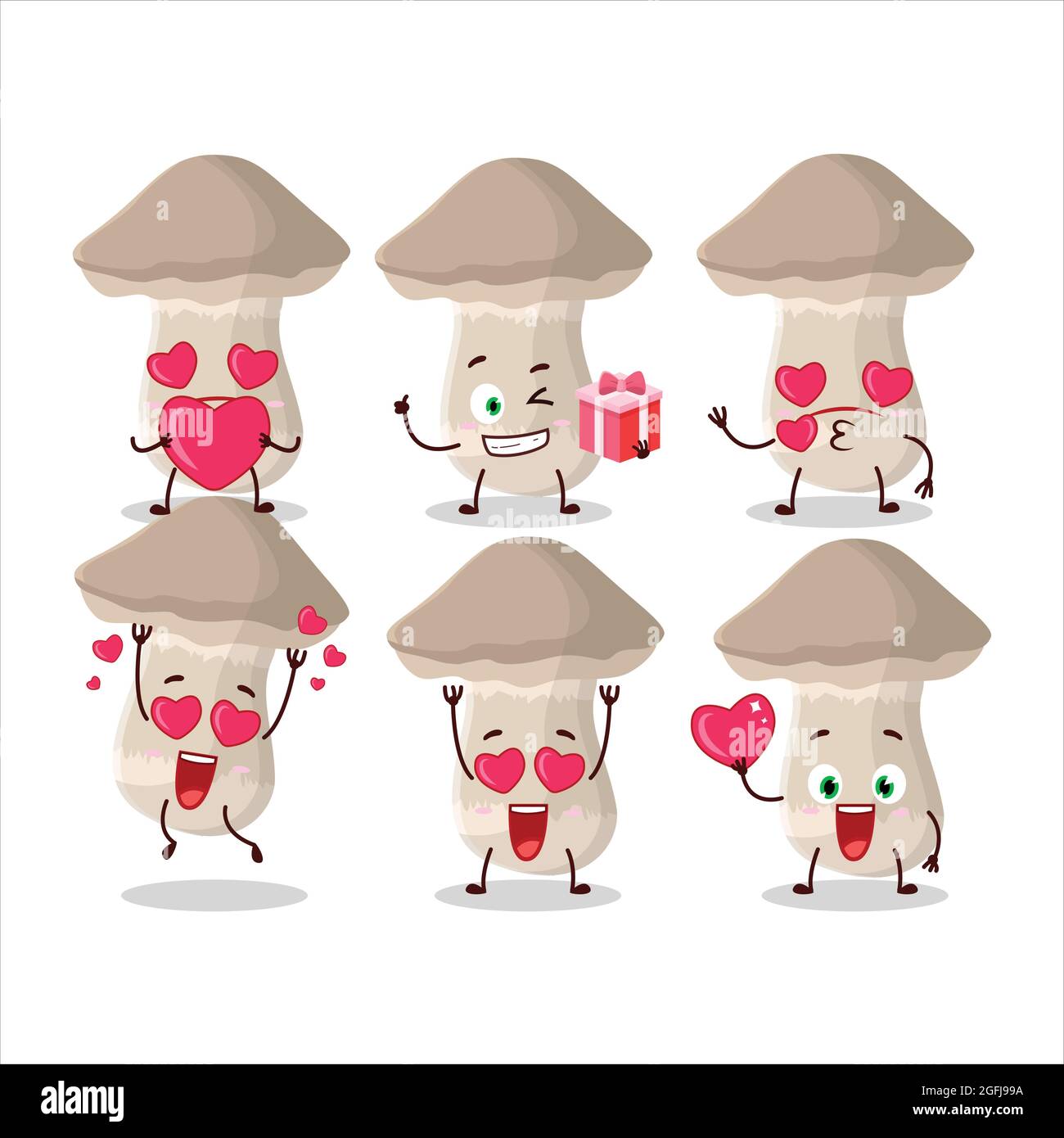 Toadstool cartoon inn character with love cute emoticon. Vector ...