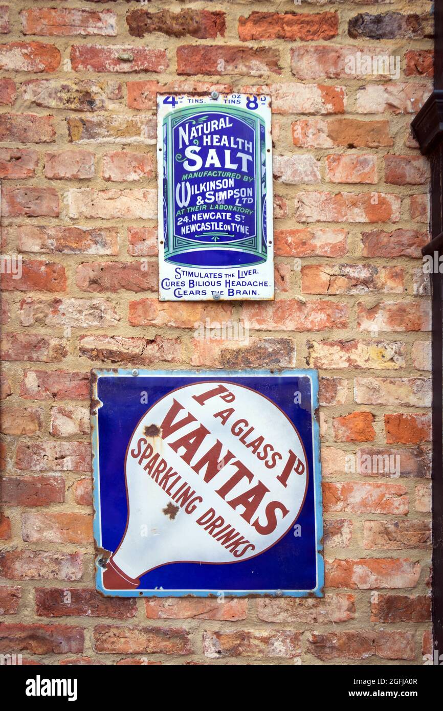 old vintage enamelled signs on wall for Vantas drink and natural health ...