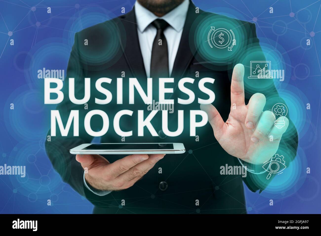 Text showing inspiration Business Mockup. Word for scale or fullsize ...