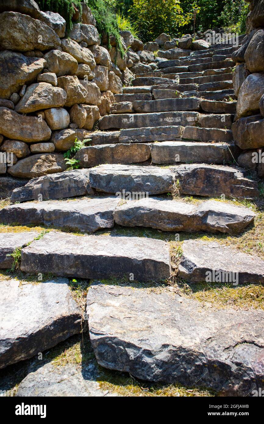 Example of old dry stone overlapping stone staircase architecture Stock ...