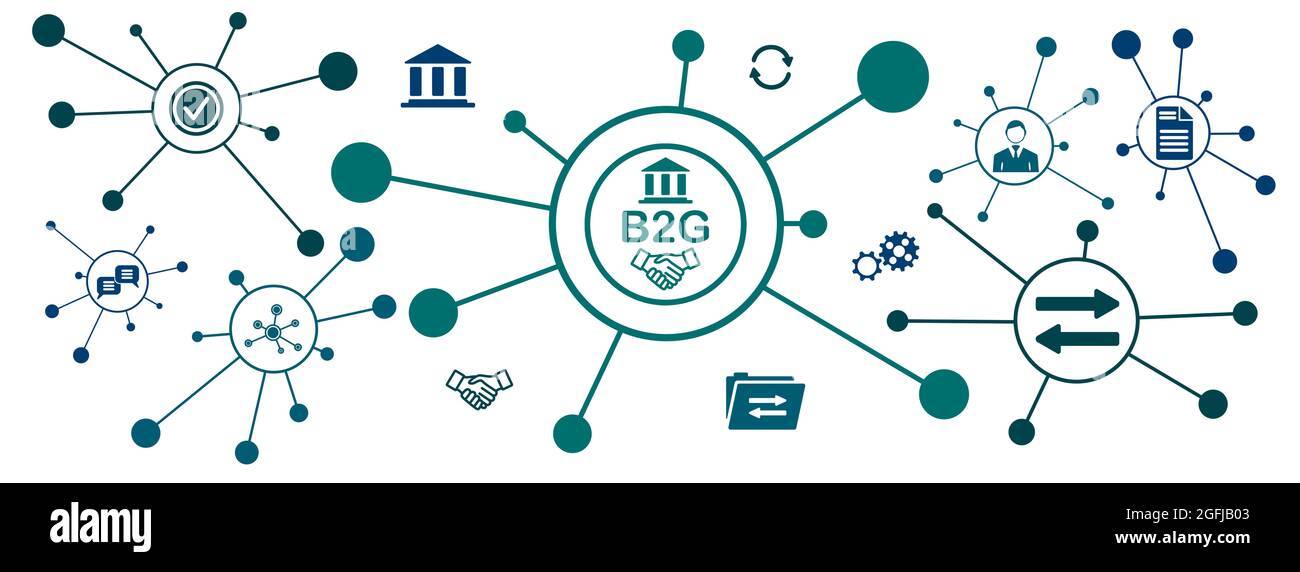 Concept of b2g with connected icons Stock Photo - Alamy
