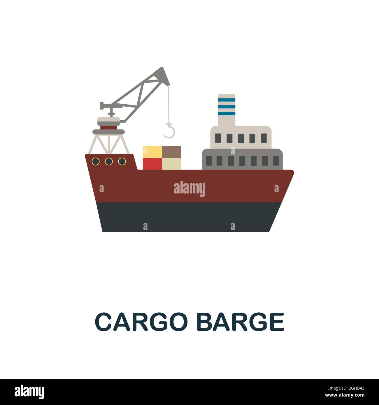 Cargo Barge flat icon. Simple sign from logistics collection. Creative Cargo Barge icon ...