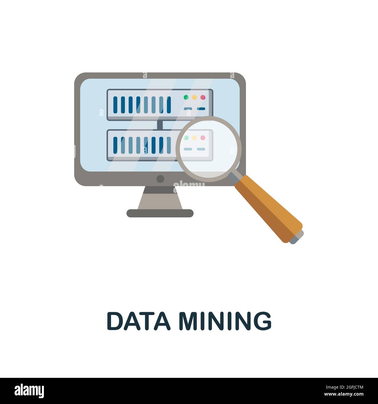Data Mining flat icon. Colored sign from machine learning collection ...