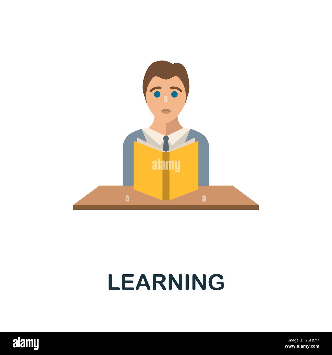 Learning flat icon. Colored sign from machine learning collection ...