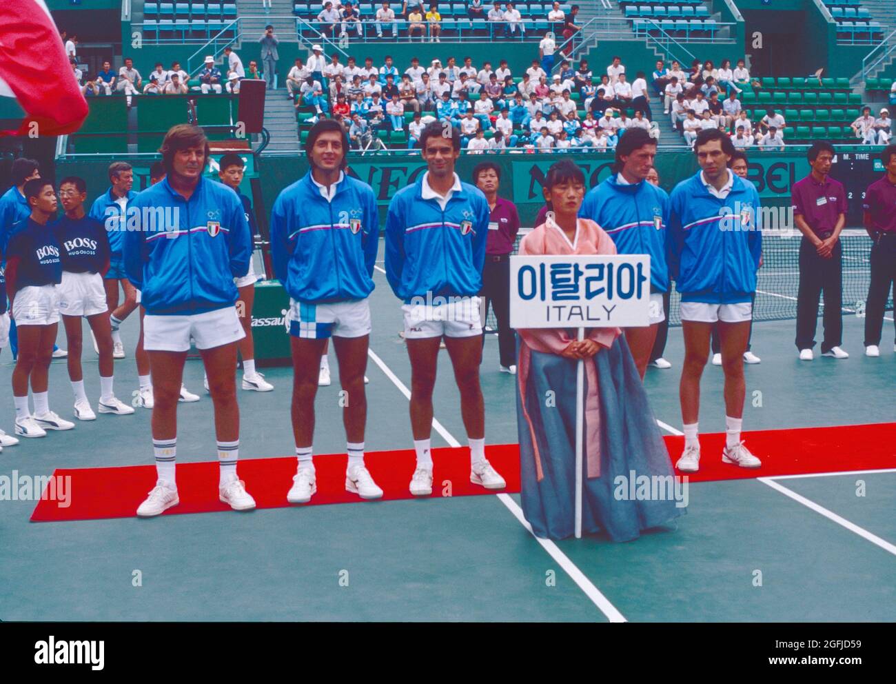 Italian team at the President's Cup tennis tournament trophy, Tashkent ...