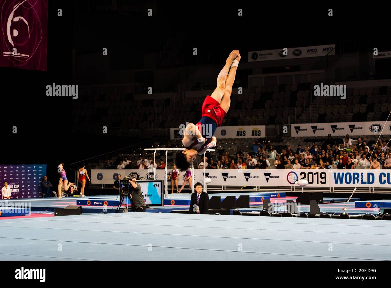Carlos Edriel Yulo from Philippines is upside down performing salto ...