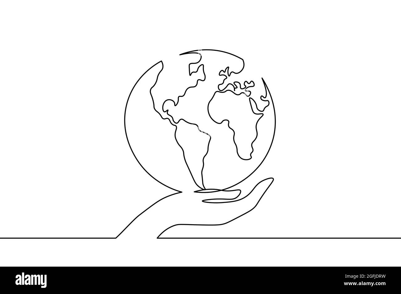 Single continuous one line art growing sprout. Plant leaves grow planet ...