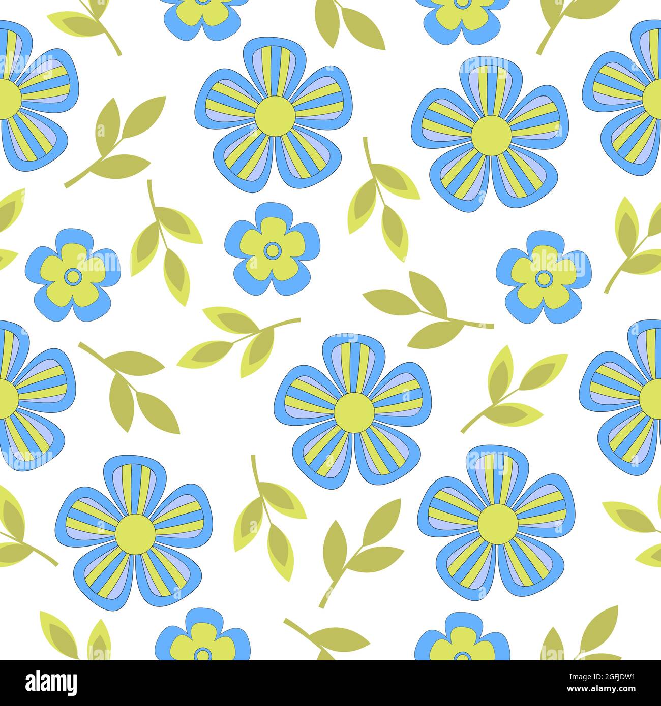 Flowers and leaves seamless pattern. Colorful. On white background ...
