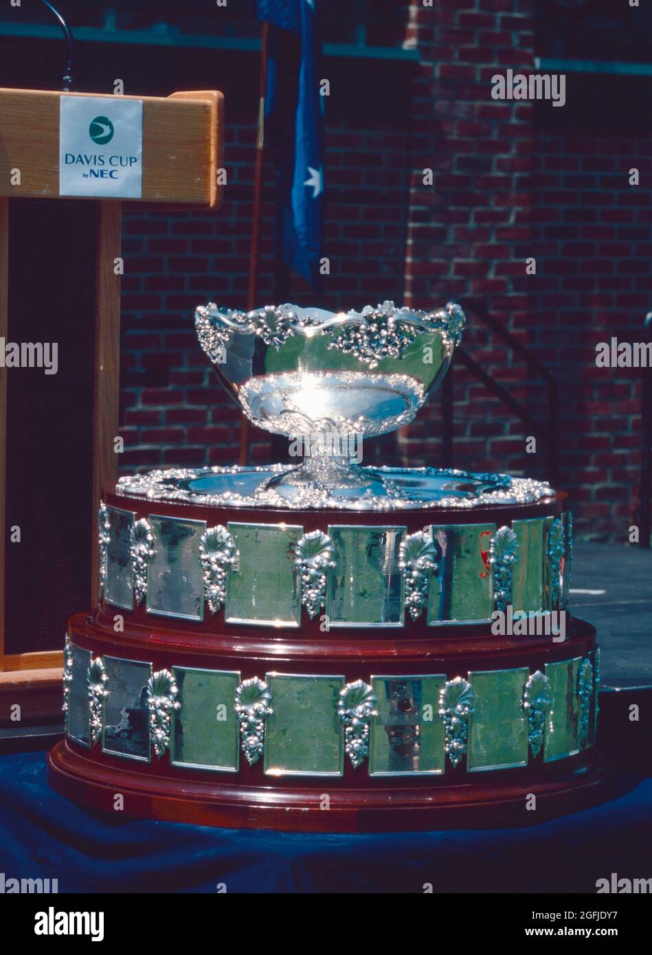 The Davis Cup tennis trophy by NEC, 1990s Stock Photo - Alamy