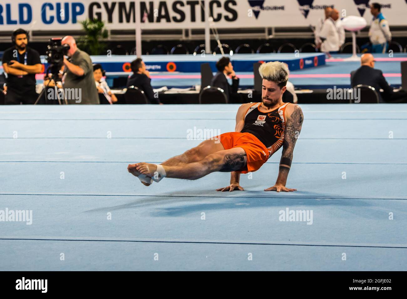 Casimir Schmidt from Netherlands in during floor routine at the World ...