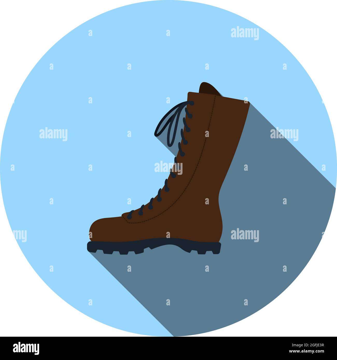 Hiking Boot Icon. Flat Circle Stencil Design With Long Shadow. Vector ...