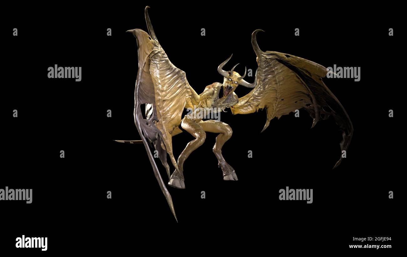 Mythical Demon monster on chromakey background 3d render Stock Photo ...