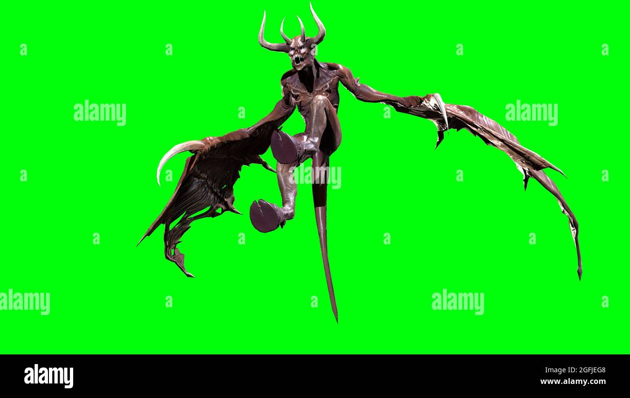 Mythical Demon monster on chromakey background 3d render Stock Photo ...