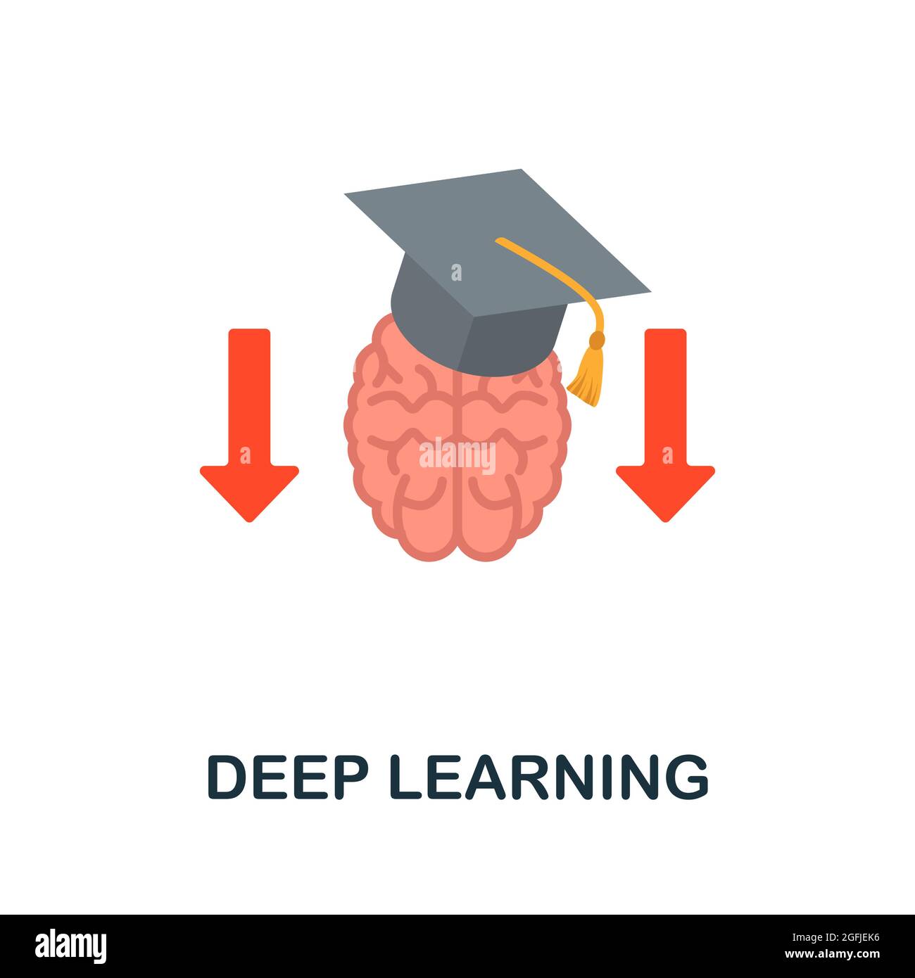 Deep Learning flat icon. Colored sign from machine learning collection ...