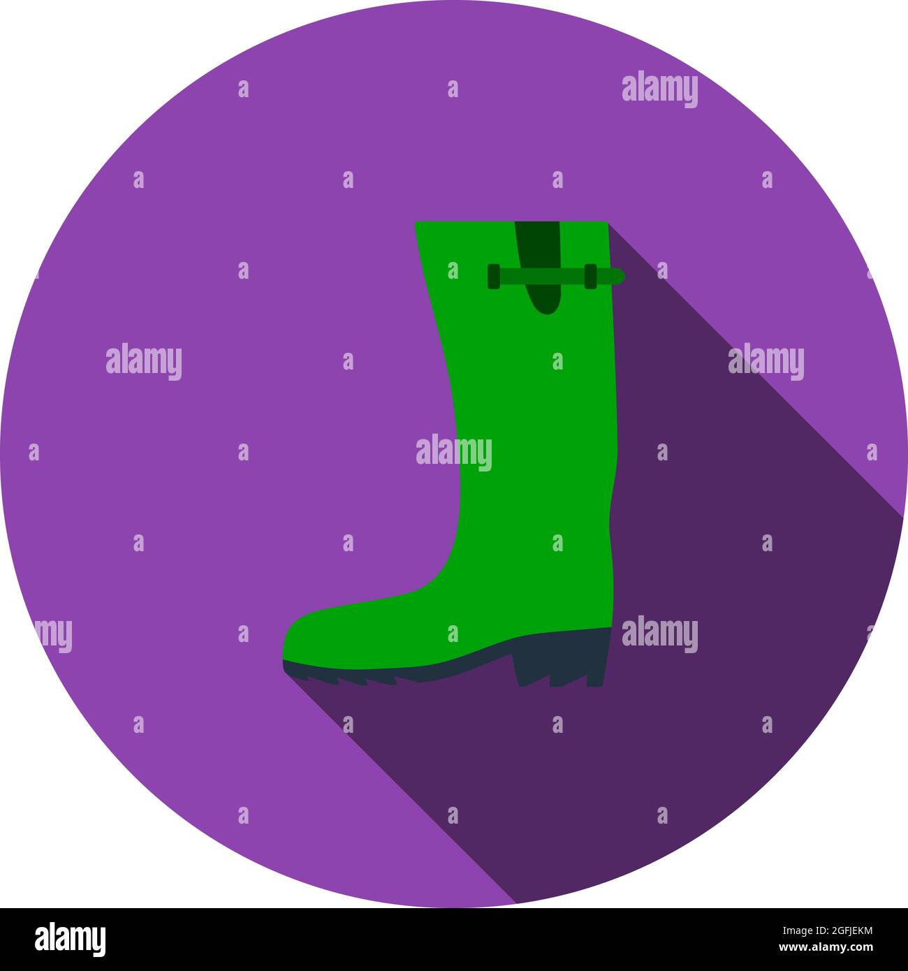 Rubber Boot Icon. Flat Circle Stencil Design With Long Shadow. Vector ...