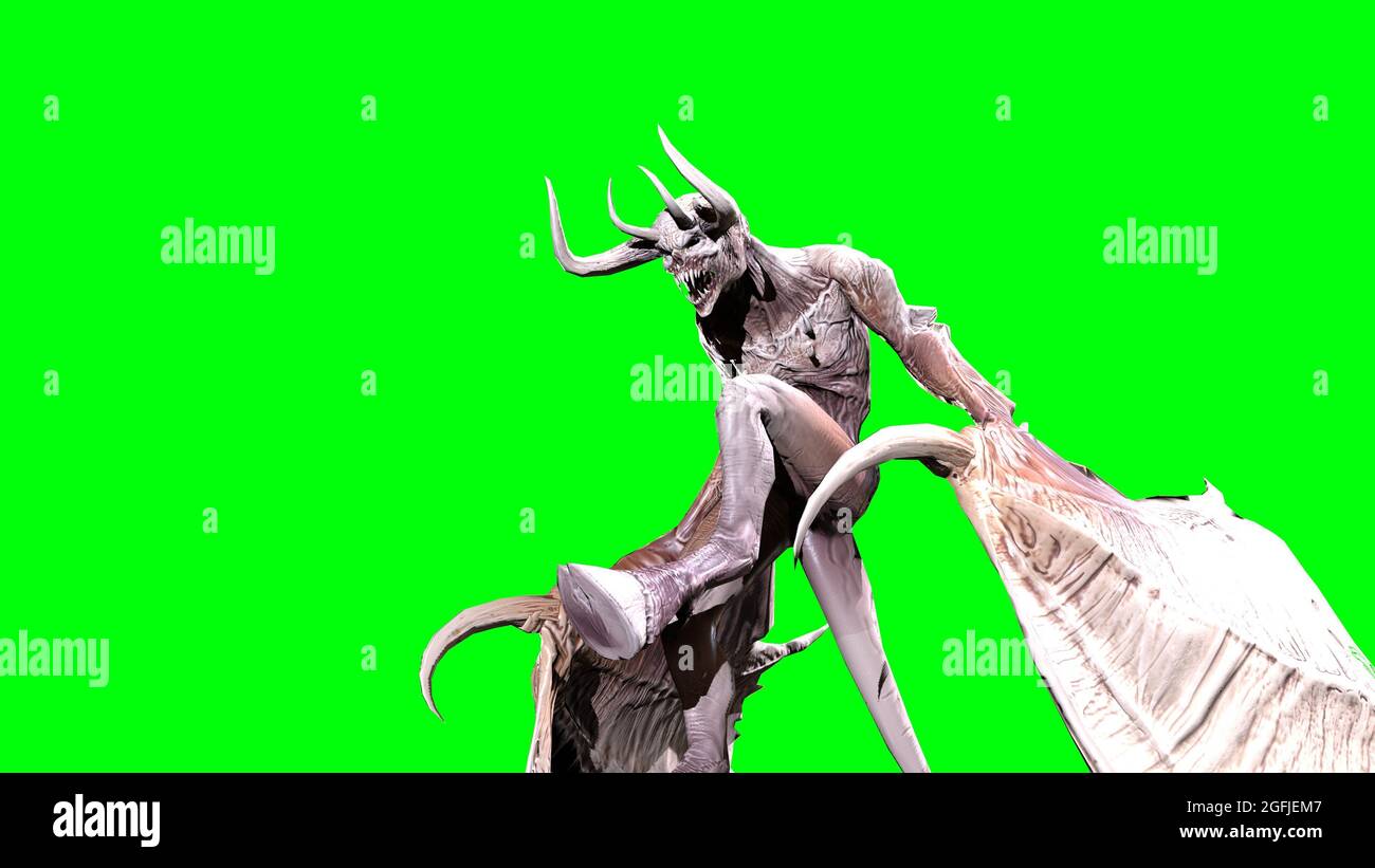 Mythical Demon monster on chromakey background 3d render Stock Photo ...