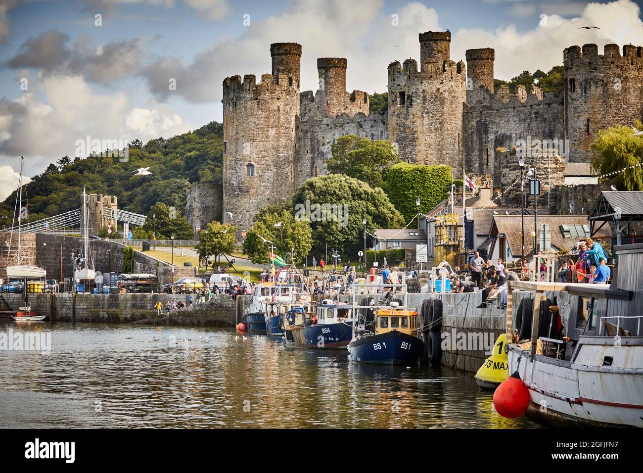 Conwy North Wales Marina in the River Conwy with Conwy Castle Stock ...