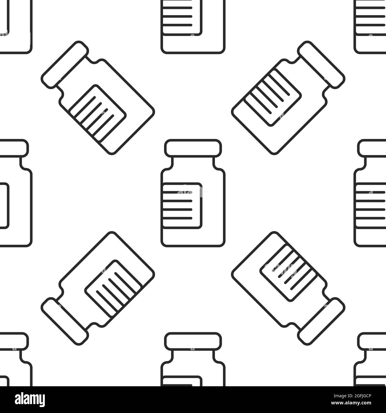 Vial bottle seamless background. Line art style vector illustration ...