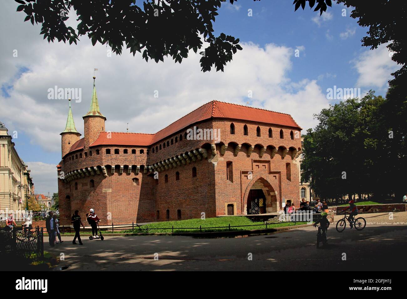 Kraków Barbican Fortress, (Barbakan Krakowski), Krakow, Poland Stock ...