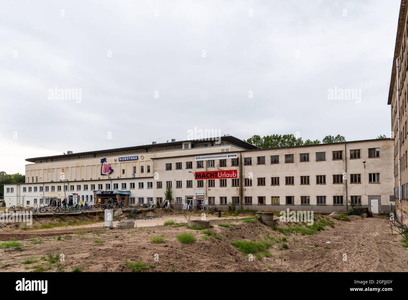 Prora, Germany - August 1, 2019: Old disco in Colossus building, a ...